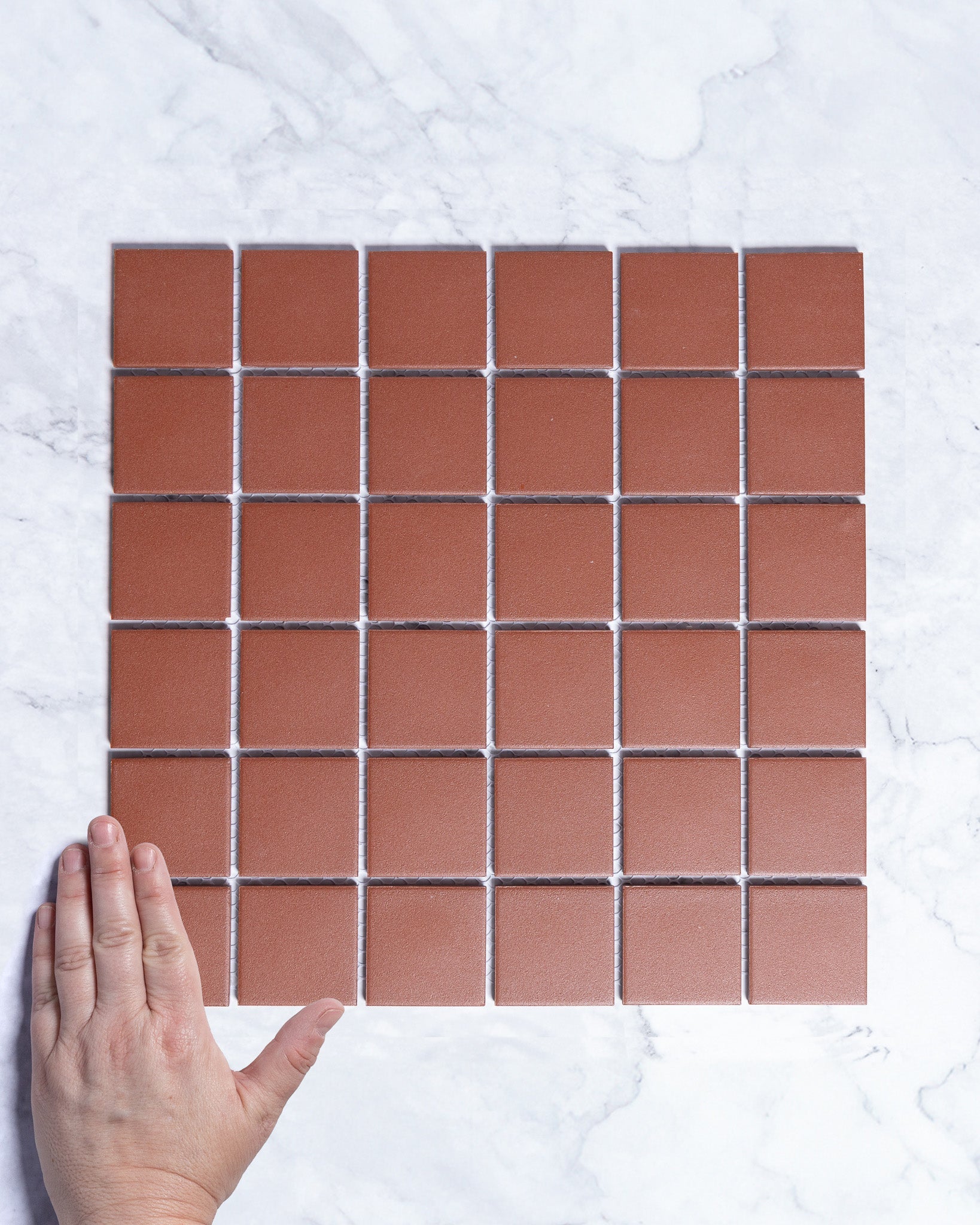 Bridges Dark Red Terracotta Unglazed Full Body Porcelain Square Mosaic ...